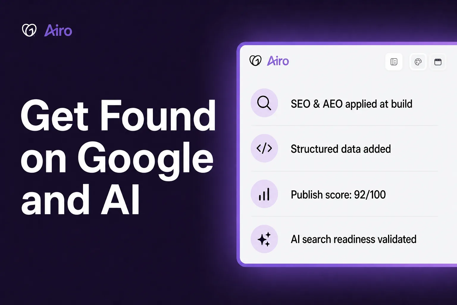 Get Found on Google and AI | Airo AI Builder SEO & AEO Update